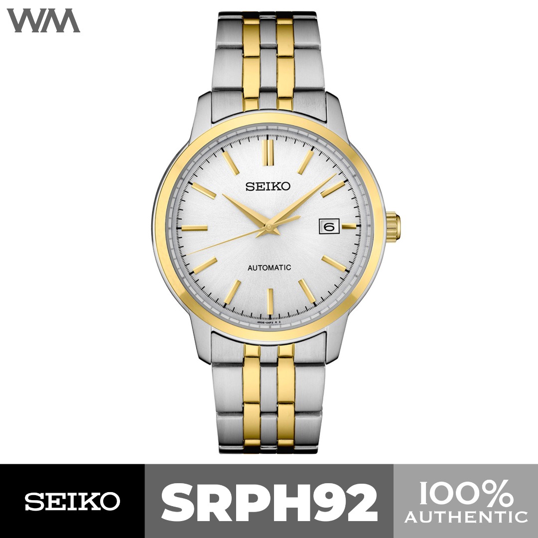 Seiko Two Tone White Dial Stainless Steel Automatic Watch SRPH92 ...