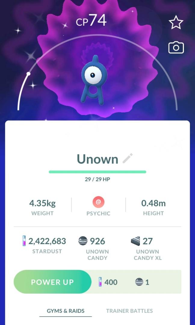 Shiny Unown Y/O/A/N Pokemon Go, Video Gaming, Video Games, Nintendo on ...