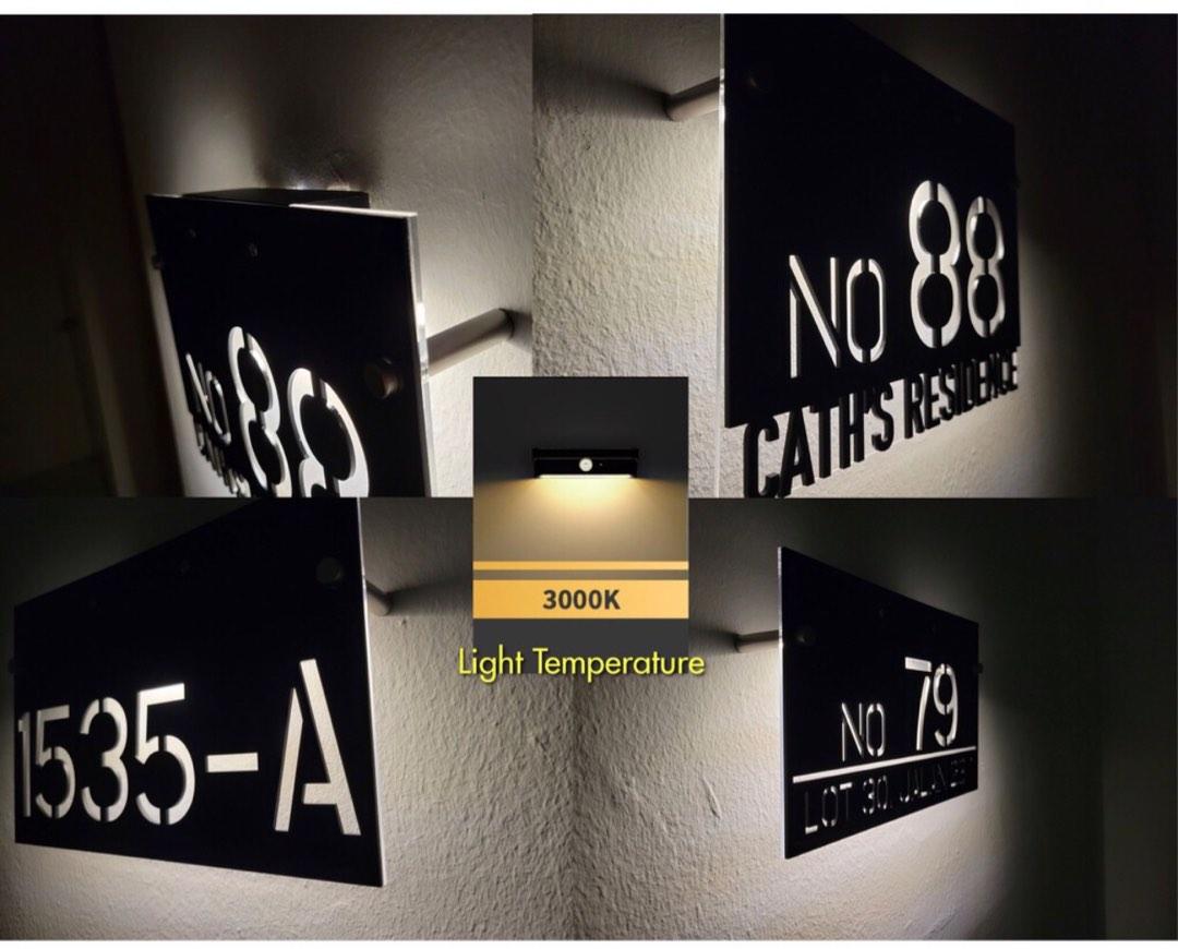 (Solar + LED) Modern Solar House Number & Address Sign Plate Tanda ...
