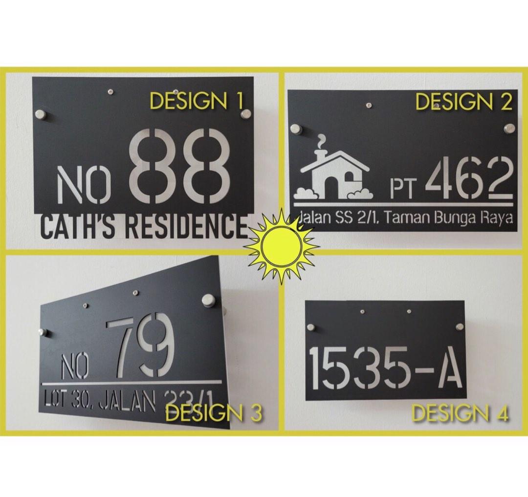 (Solar + LED) Modern Solar House Number & Address Sign Plate Tanda ...