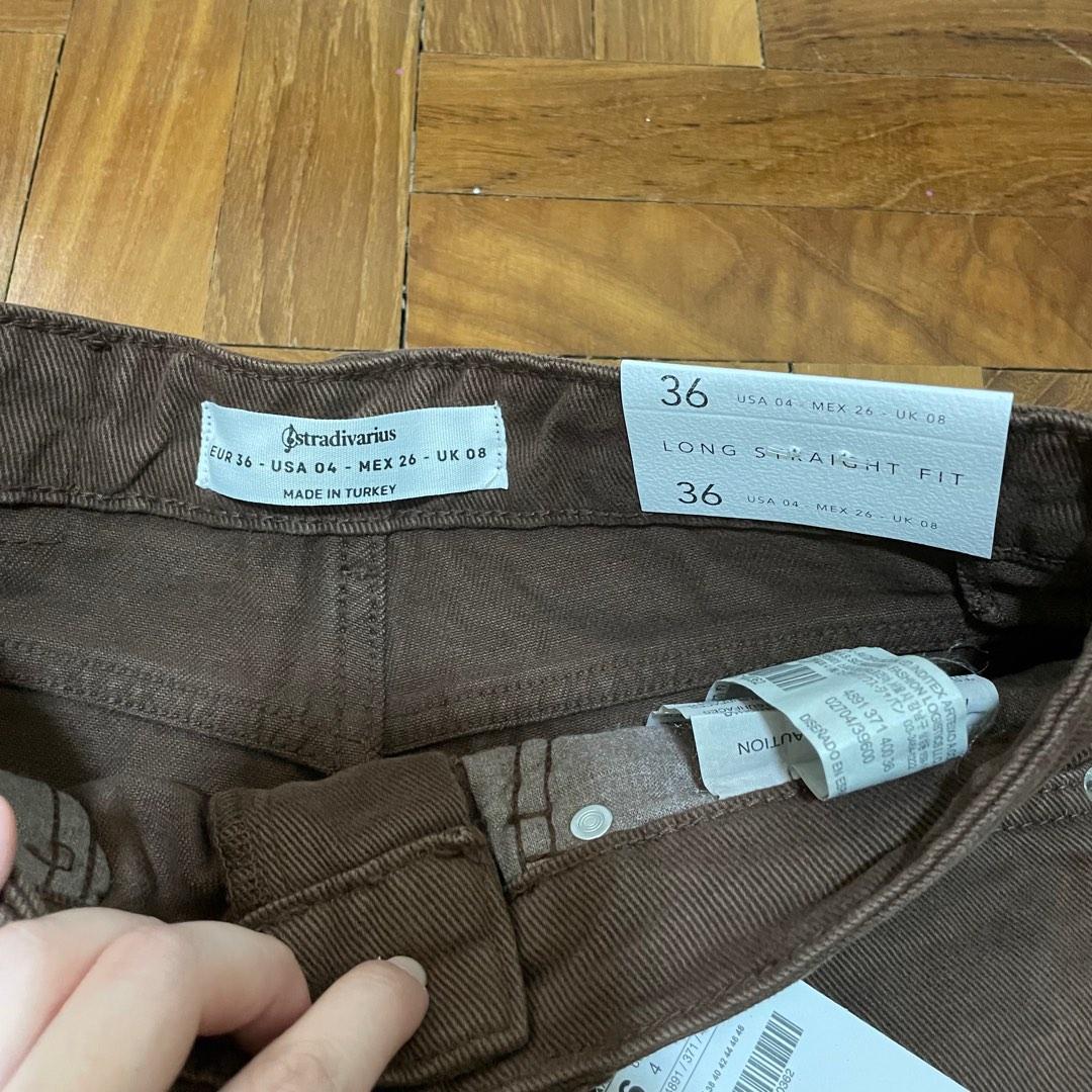 stradivarius brown ripped jeans, Women's Fashion, Bottoms, Jeans ...