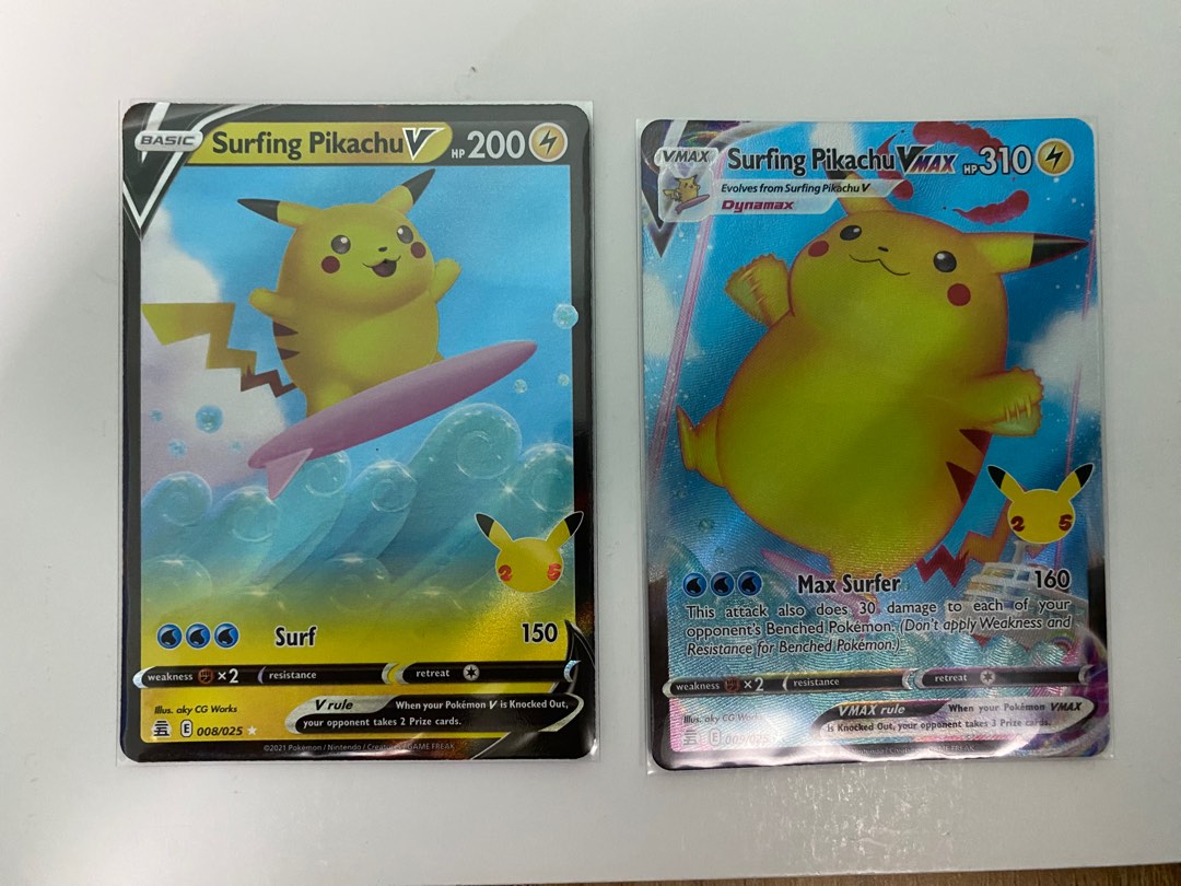 Surfing Pikachu V and Vmax: Pokemon Card, Hobbies & Toys, Toys & Games ...