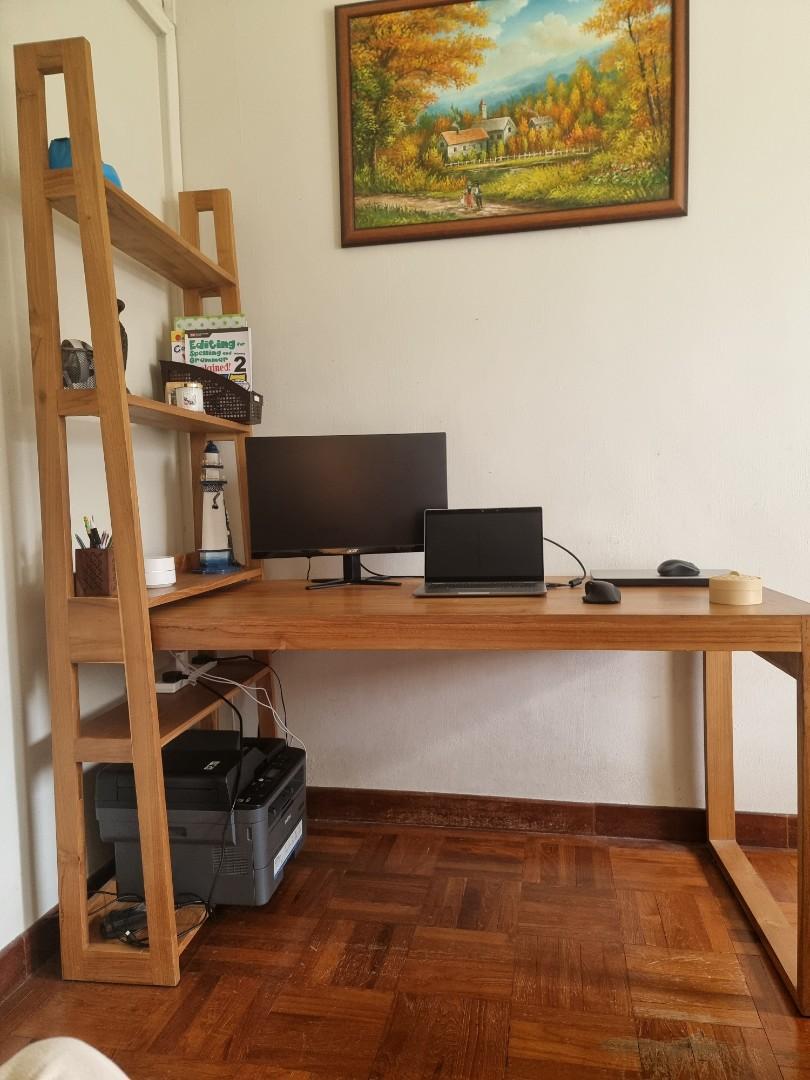 Teak wood Study table with Book Shelf, Furniture & Home Living ...