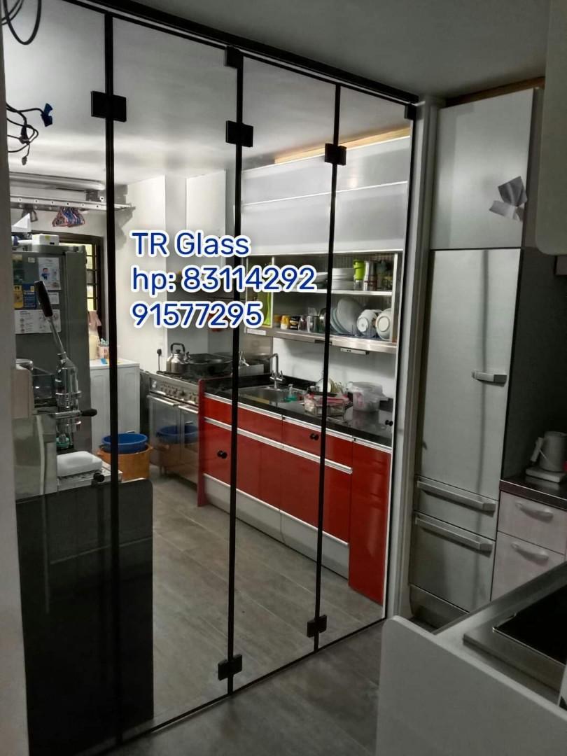 Tempered Glass Frameless Bi-Fold Door , Home Services, Others on Carousell