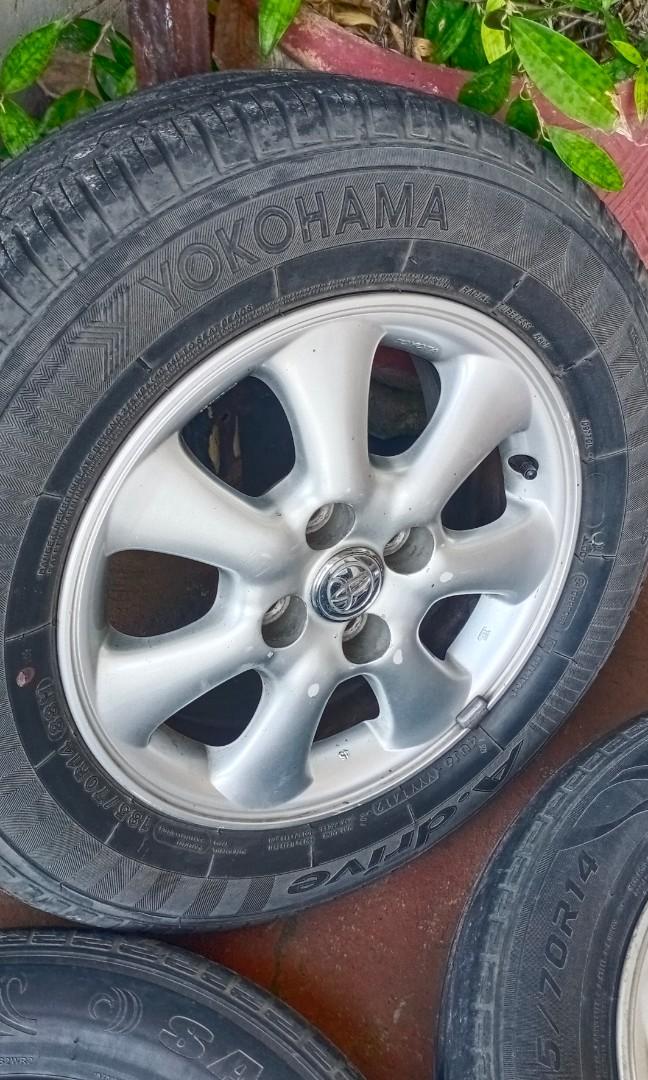 Toyota Altis 06' Tires and Rims Orig. 14" Set, Car Parts & Accessories ...