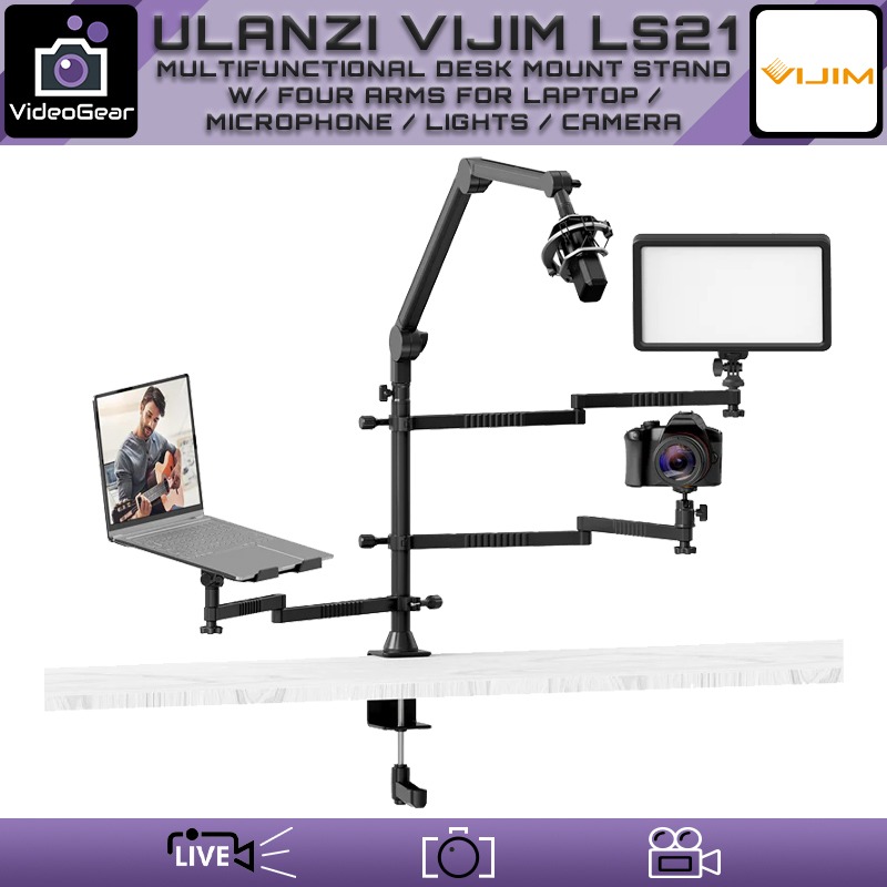 Ulanzi VIJIM LS21 — (Multifunctional Desk Mount Stand with Four Arms for Laptop / Microphone ...