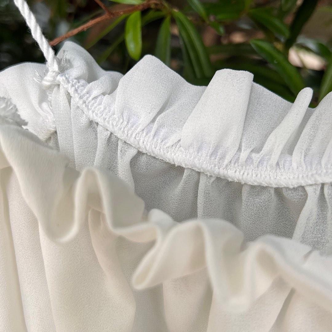 White Sleeveless Tie Knot Puff Crop Top, Women's Fashion, Tops, Others ...