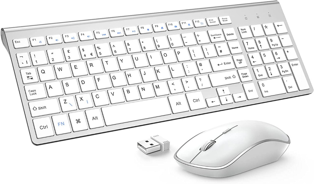 Wireless Keyboard and Mouse Set, JOYACCESS 2.4Ghz Slim Ergonomic Wireless Keyboard and Coreless ...