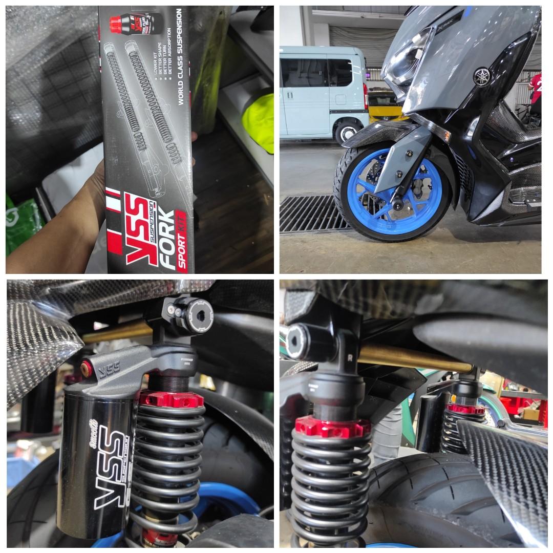 XMAX WITH YSS 2INCH LOWERED FORK KIT + YSS GSPORT BLACK SERIES ...