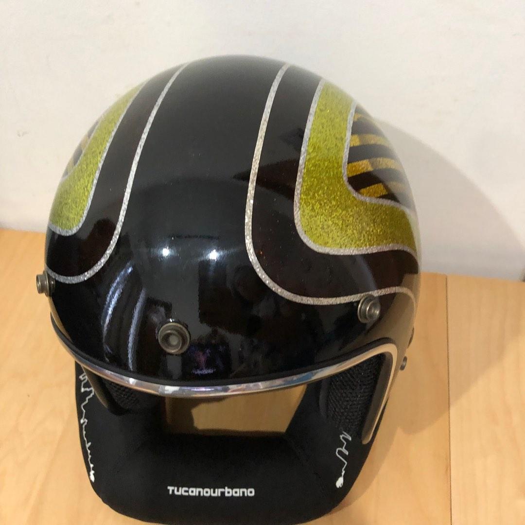 Yellow open face helmet, Motorcycles, Motorcycle Apparel on Carousell