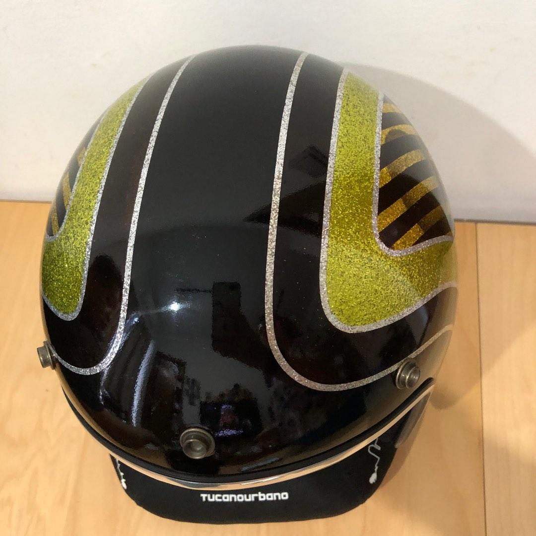 Yellow open face helmet, Motorcycles, Motorcycle Apparel on Carousell