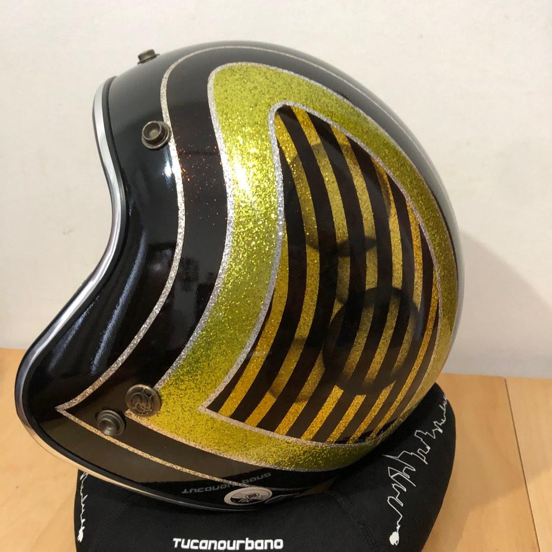 Yellow open face helmet, Motorcycles, Motorcycle Apparel on Carousell