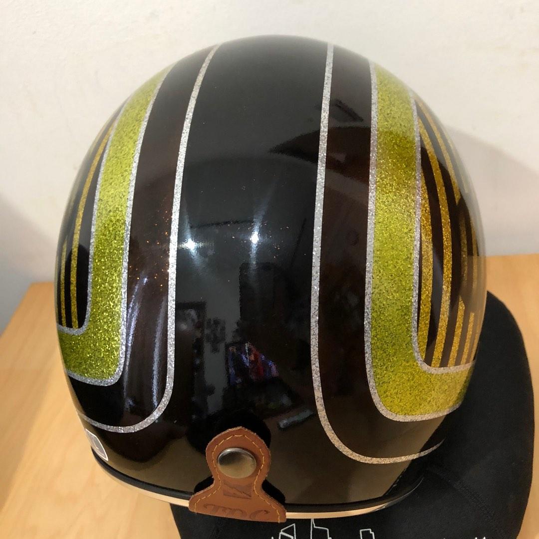 Yellow open face helmet, Motorcycles, Motorcycle Apparel on Carousell