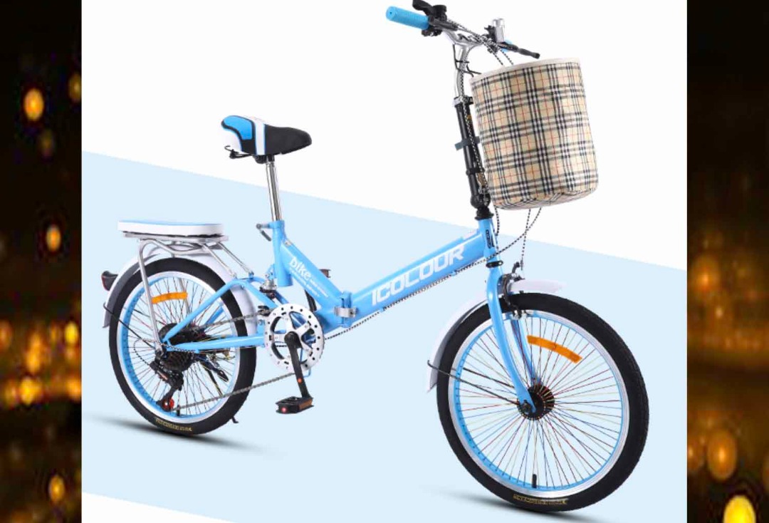 20 Inch 6 Speed Foldable bike [Blue] iColor Folding Bicycle Adults ...
