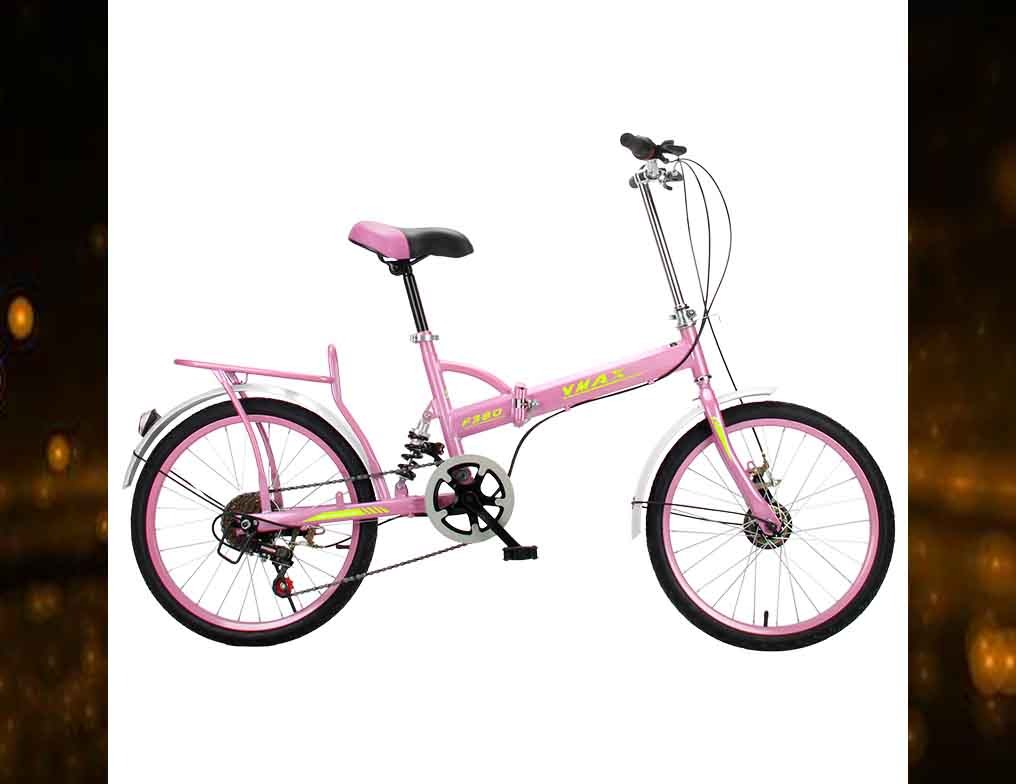 20 Inch 6 Speed Foldable bike Vmax [Pink] Folding Bicycle Adults ...