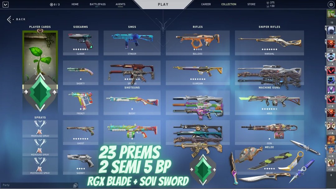 26 PREMIUMS RGX BLADE + SOVEREIGN SWORD + CELESTIAL FAN CHEAP VALORANT ...