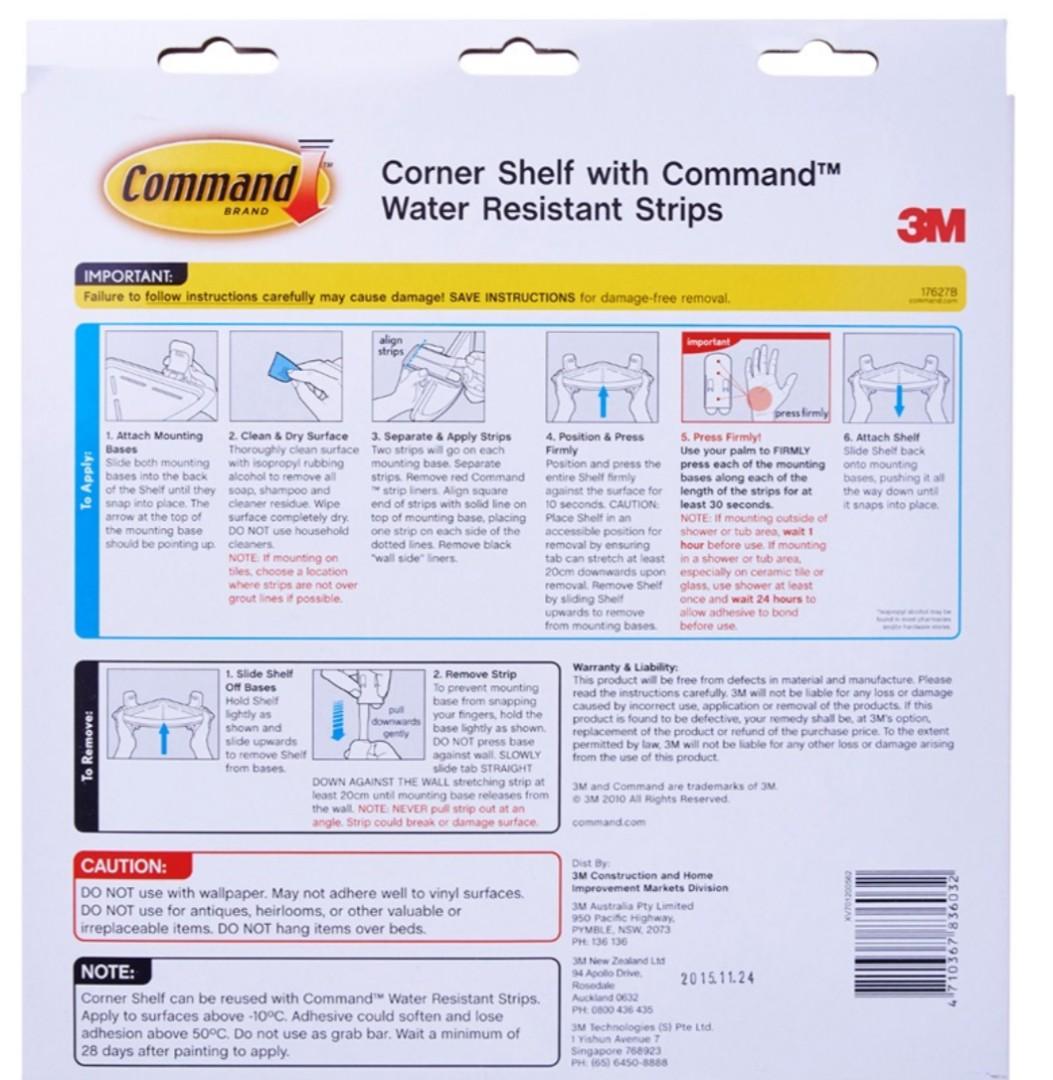 3M COMMAND CORNER SHELF (for bathroom, living room, office etc ...