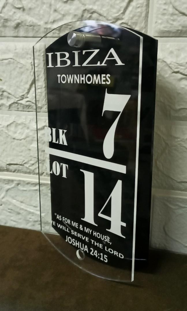 Acrylic Glass Modern house plate Address, Furniture & Home Living, Home ...