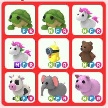 Adopt Me Pets NFR Turtle - NFR Cow - NFR Elephant, Video Gaming, Gaming ...