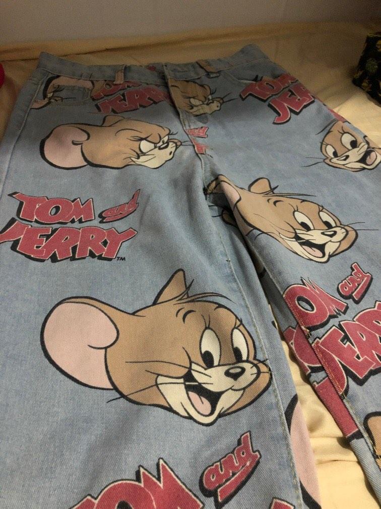 Aesthetic Cartoon/Graphic Baggy Jeans, Women's Fashion, Bottoms, Jeans ...
