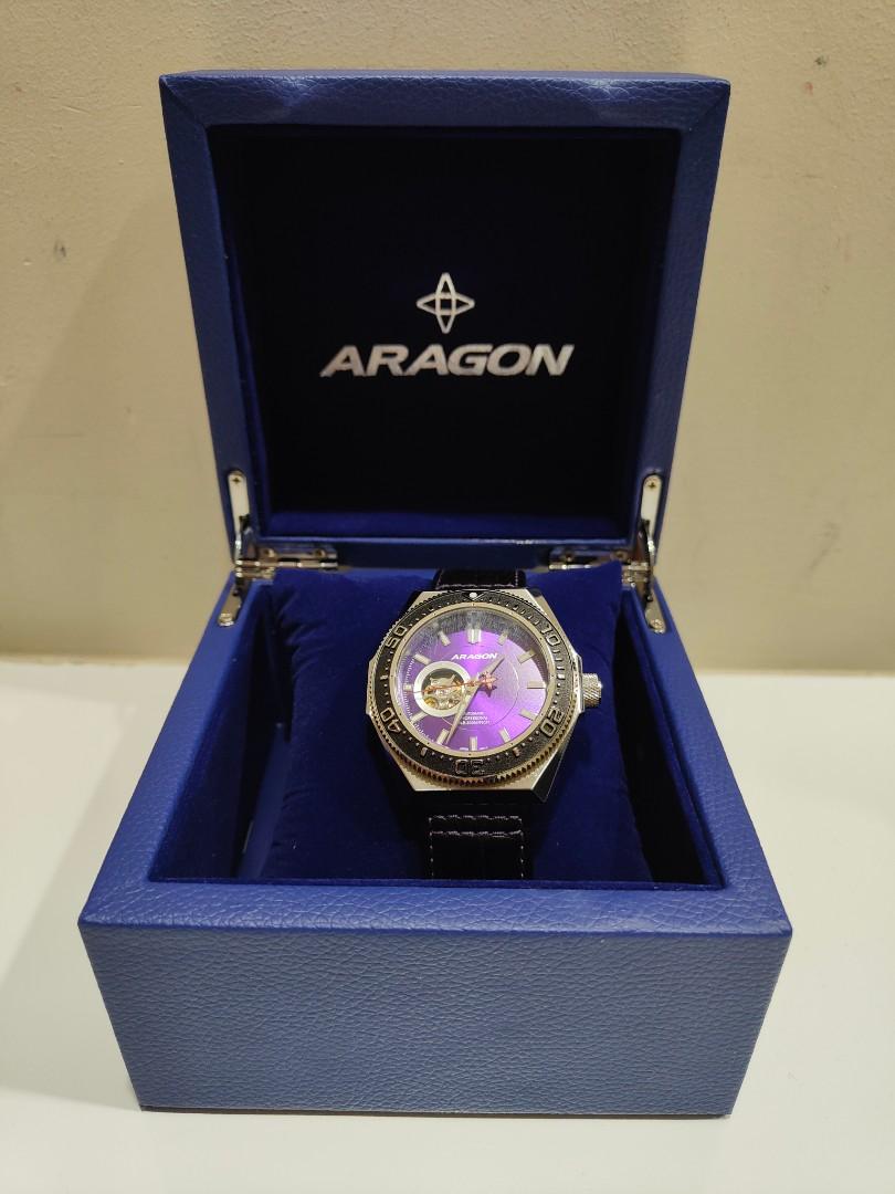 Aragon DF-47 Automatic Open Heart Purple Dial Watch, Men's Fashion ...