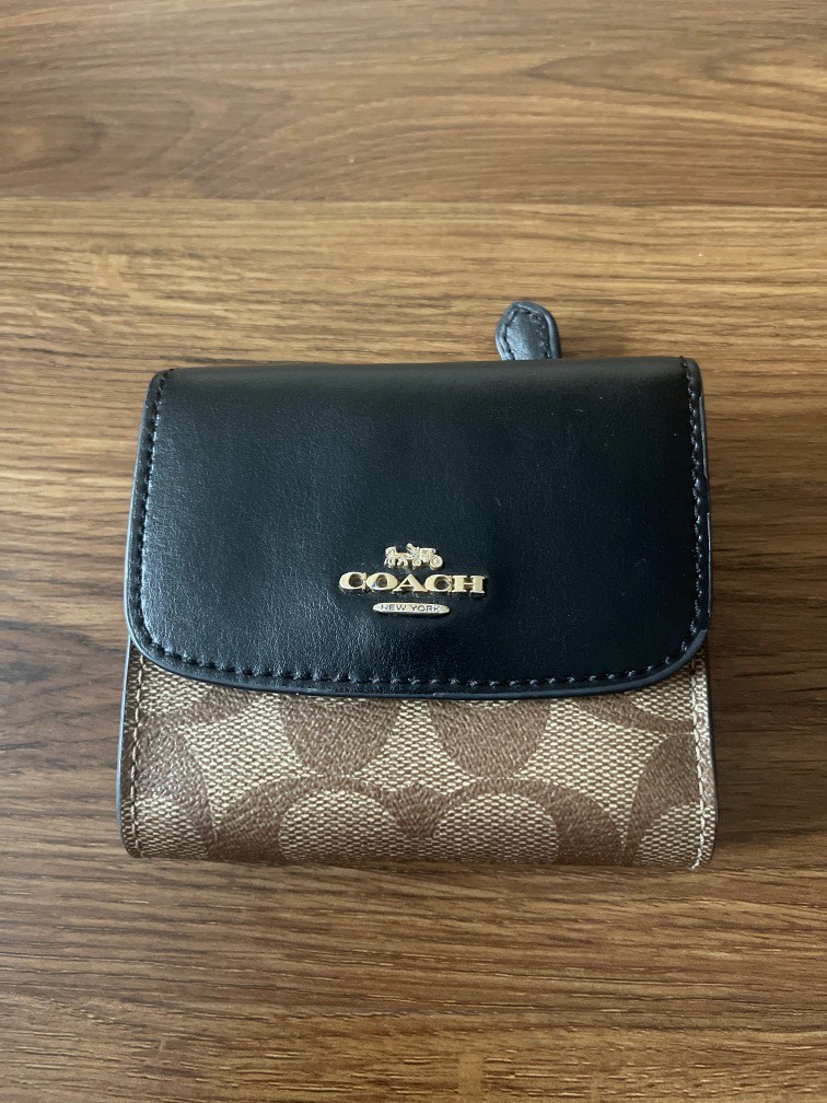 Authentic coach wallet in khaki/black, Women's Fashion, Bags & Wallets ...