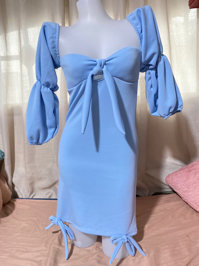 Blue Puff Dress, Women's Fashion, Dresses & Sets, Dresses on Carousell
