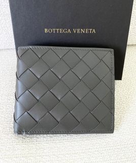 BV BOTTEGA VENETA Brown Leather Men’s Bifold Wallet 100% AUTHENTIC ...