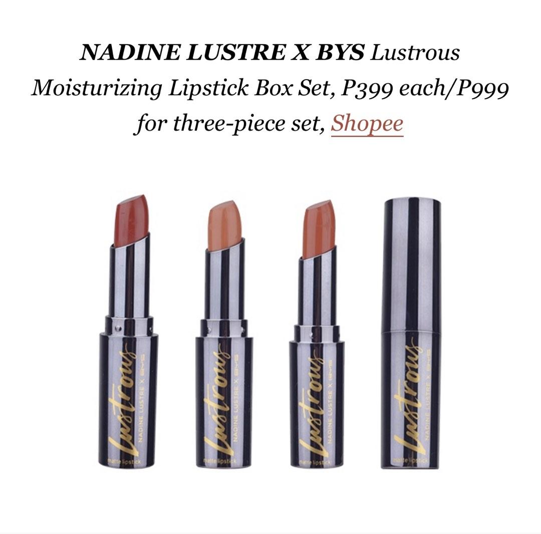 BYS x Nadine Lustre Lustrous Lipstick Bundle, Beauty & Personal Care ...