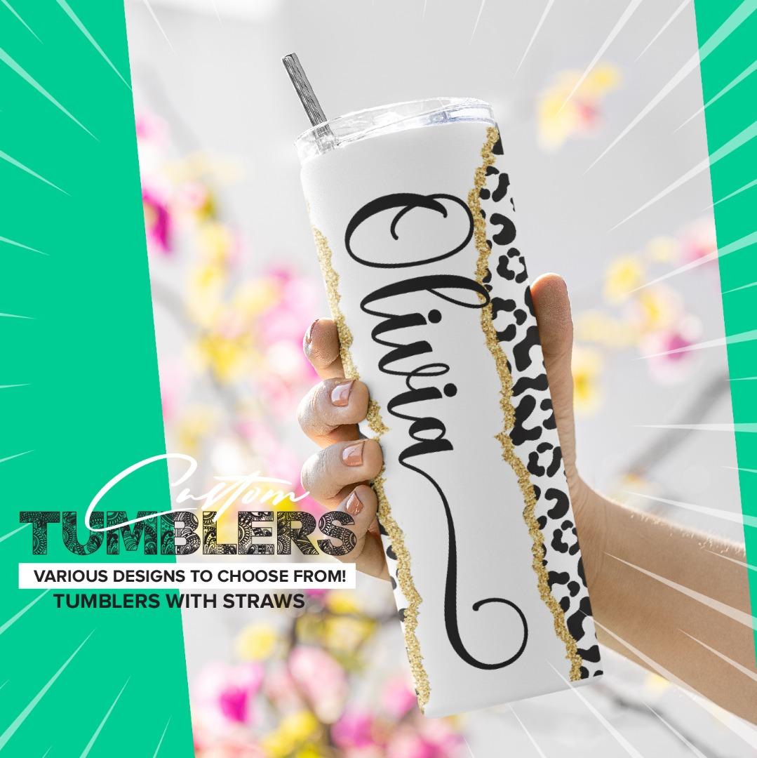 Custom Tumbler Print with Name | Stainless Steel Tumbler c/w stainless steel straw | Fast ...
