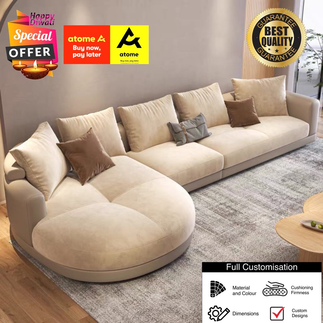 Designer Round Chaise Curve Sofa Alyssa Model Length 160cm Available in ...