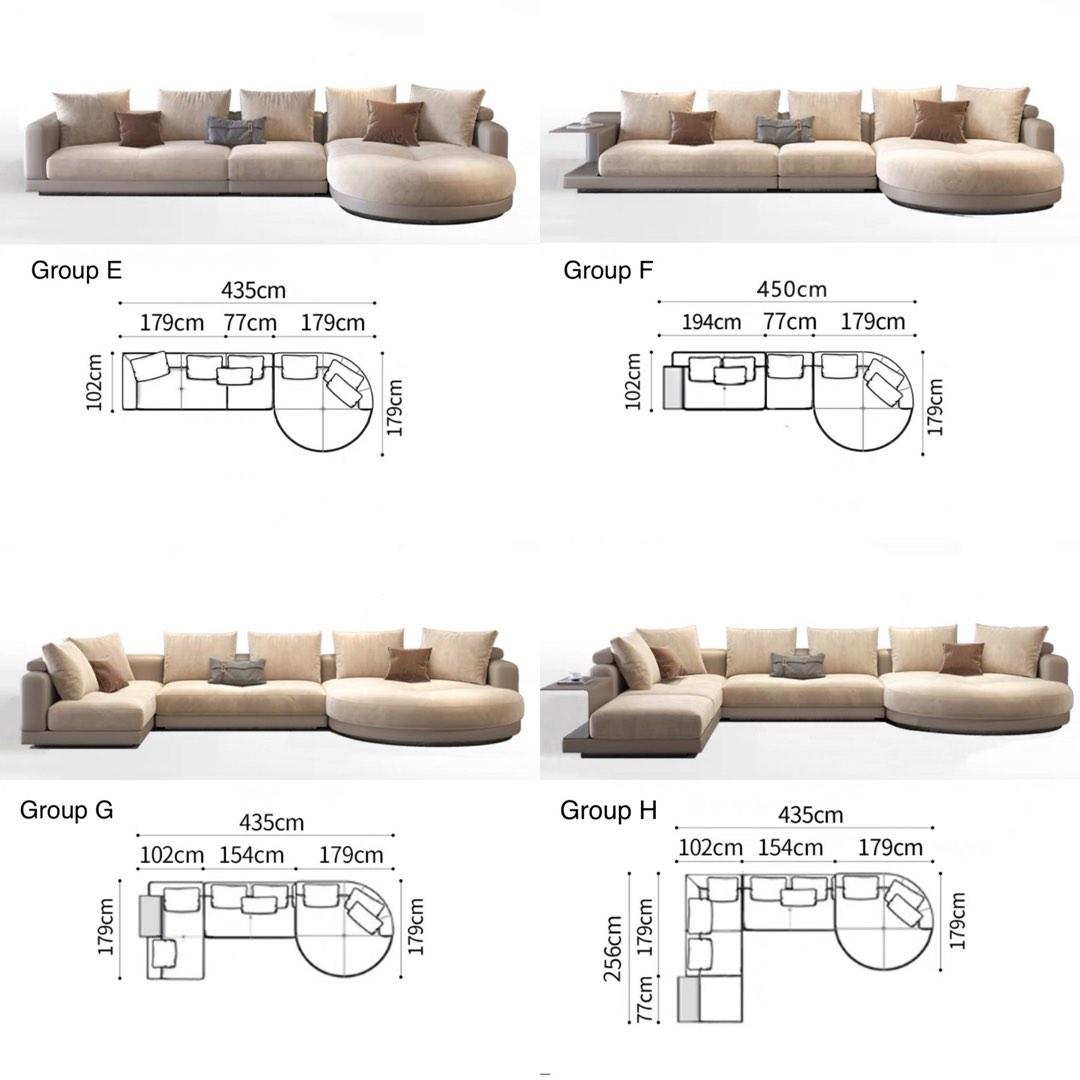 Designer Round Chaise Curve Sofa Alyssa Model Length 160cm Available in ...