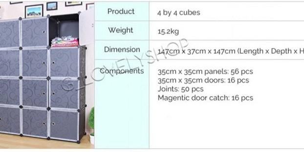 DIY Modular 16 Cubes Storage Cabinet System Rack Shelf Wardrobe Box ...