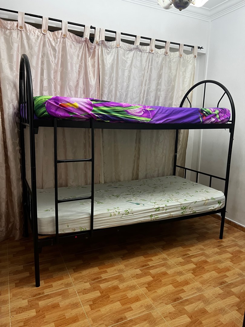Double decker beds with mattress, Furniture & Home Living, Furniture ...