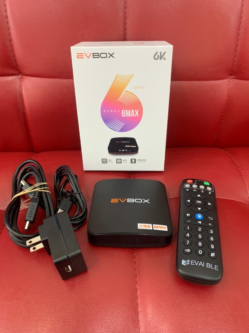 【艾爾巴二手】台灣公司貨EVBOX 6MAX 易播盒子 4G+64G 台灣純淨版#保固中#二手電視盒#大里店 22551, 電視及其他電器 , 轉換器及插頭在旋轉拍賣