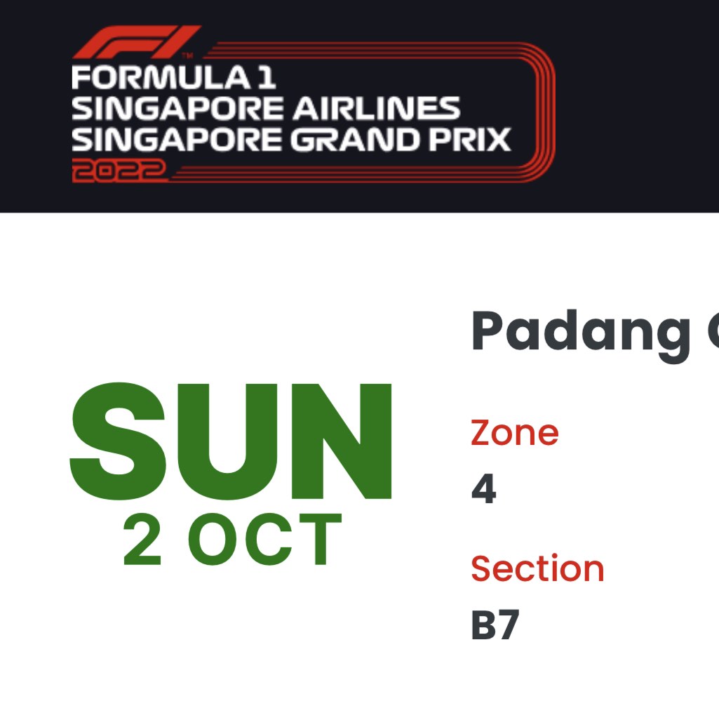 F1 Ticket | Padang Stamford, Tickets & Vouchers, Event Tickets on Carousell