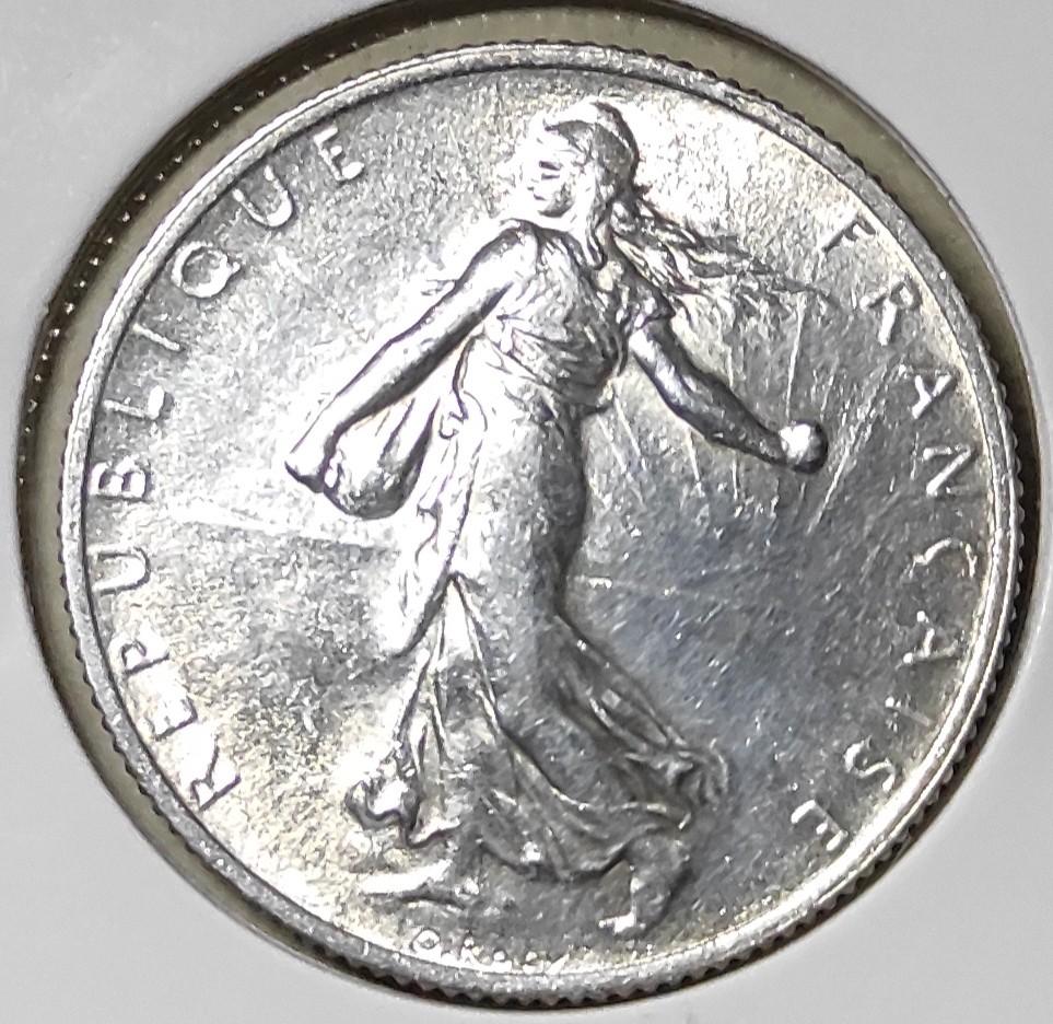 France silver 1918 2 francs antique ww1 world war coin money french ...