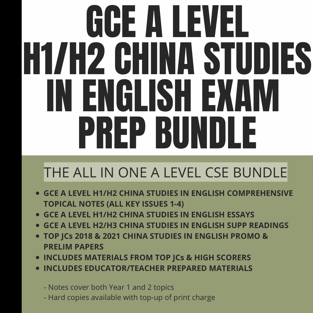 GCE A LEVEL H1 H2 CSE CHINA STUDIES IN ENGLISH: COMPREHENSIVE TOPICAL ...