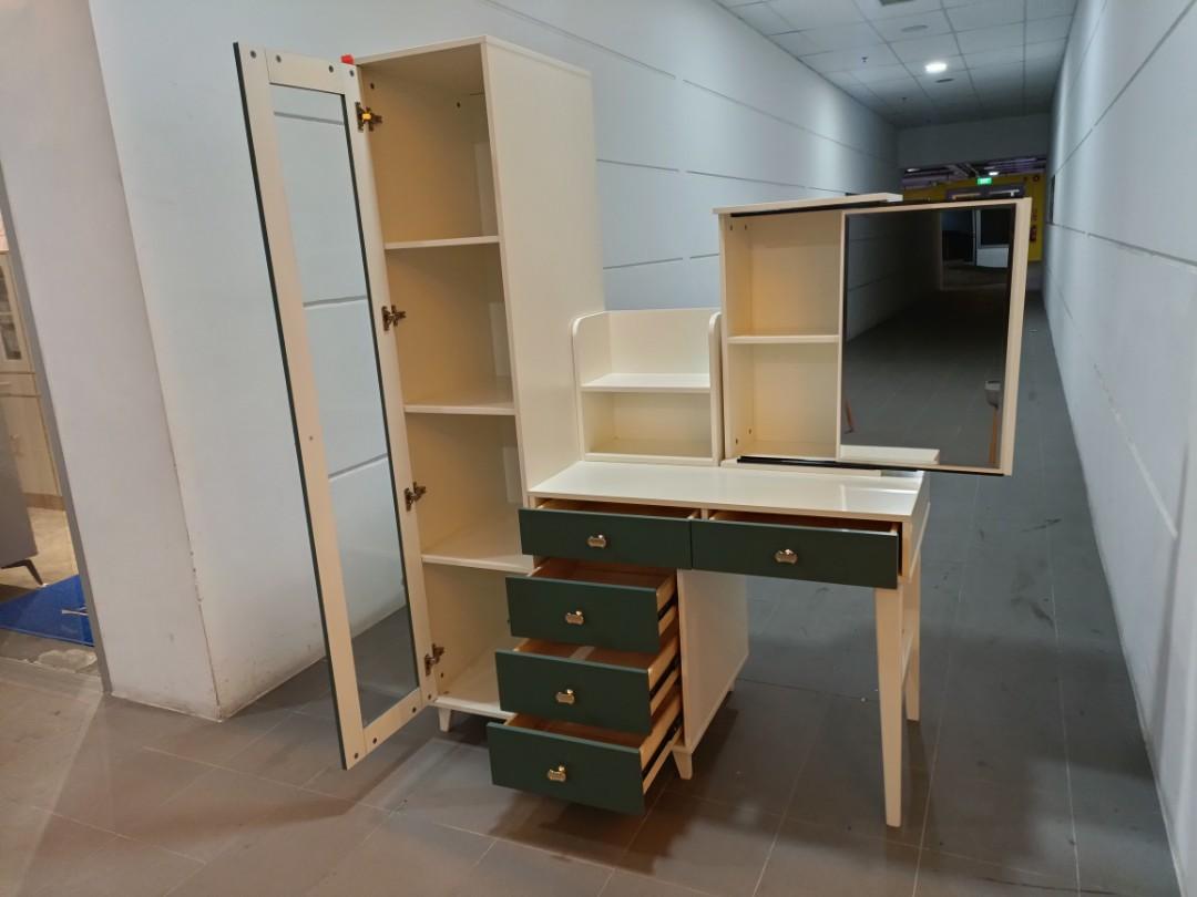 GIBSONS Extendable Study Desk with Storage in GREEN & WHITE, Furniture ...
