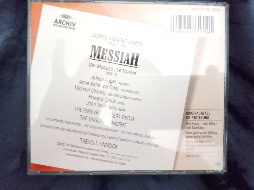 HANDEL MESSIAH TREVOR PINNOCK, THE ENGLISH CONCERT 2CD SET ON ARCHIV ...