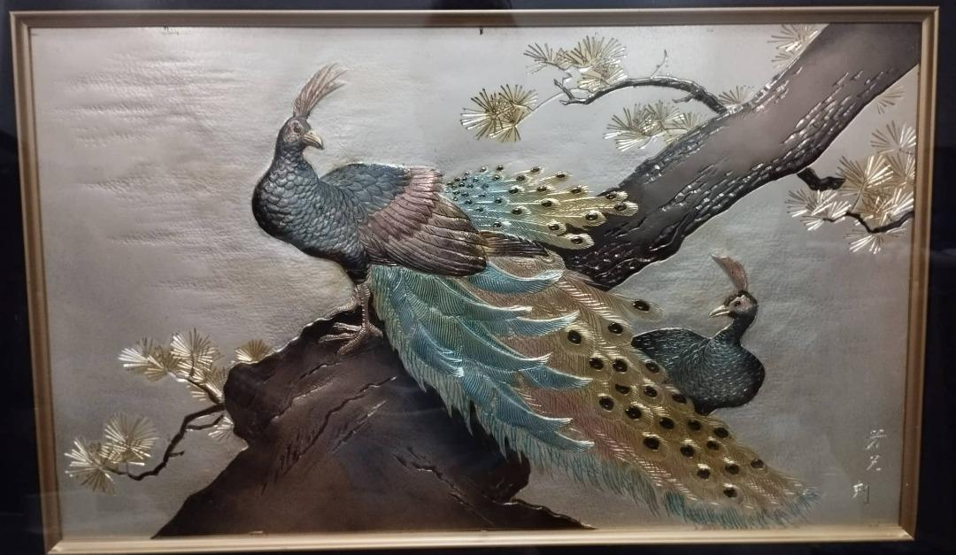 Japanese Chokin Art "Peacock Bird" (Ancient Japanese Art of Engraving ...