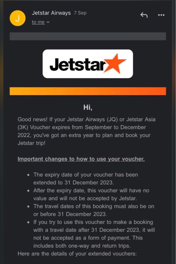 Jetstar Credit Voucher, Tickets & Vouchers, Flights & Overseas ...