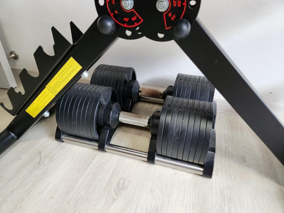 Jx Gym bench and aibi adjustable dumbbells, Sports Equipment, Exercise ...