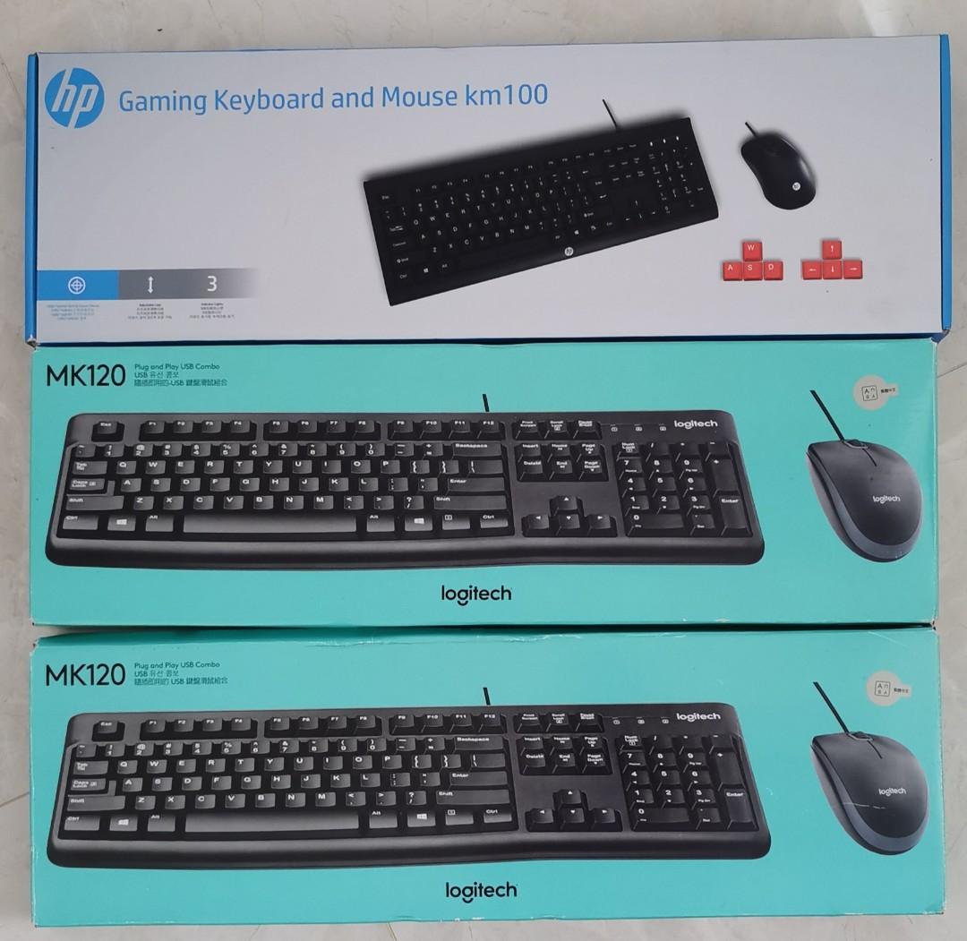 Logitech MK120 x 2套, HP mk100 1套, 電腦＆科技, 電腦周邊及配件, 電腦鍵盤及相關產品 - Carousell