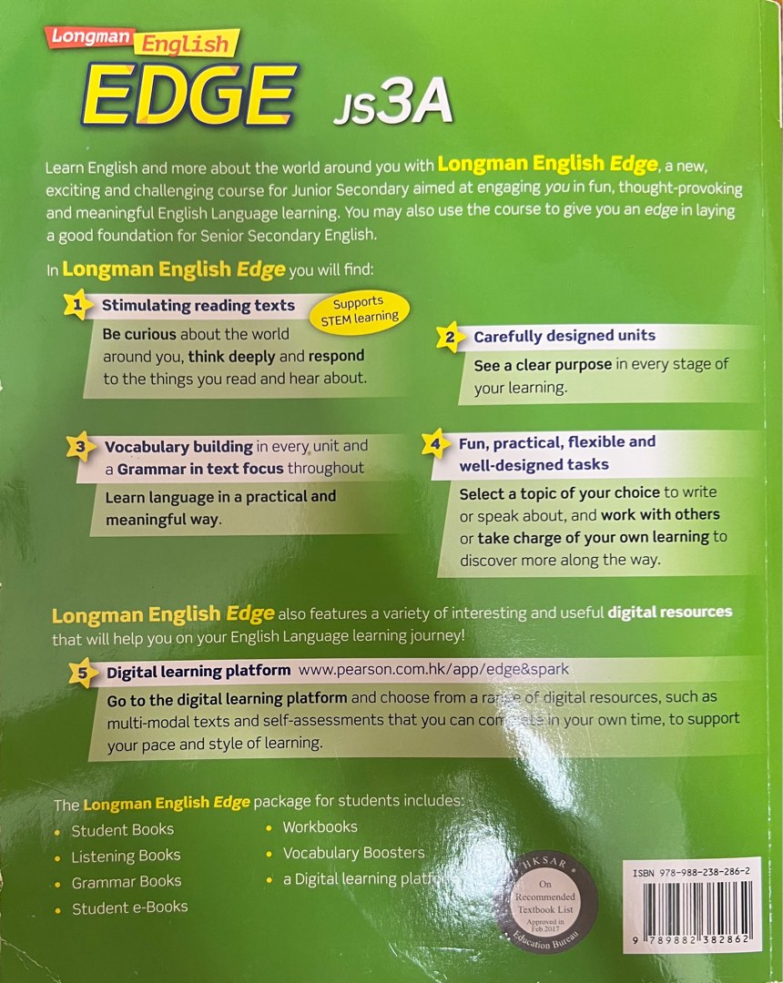 Longman English Edge JS3A (2017 Ed.), 興趣及遊戲, 書本 & 文具, 教科書 - Carousell