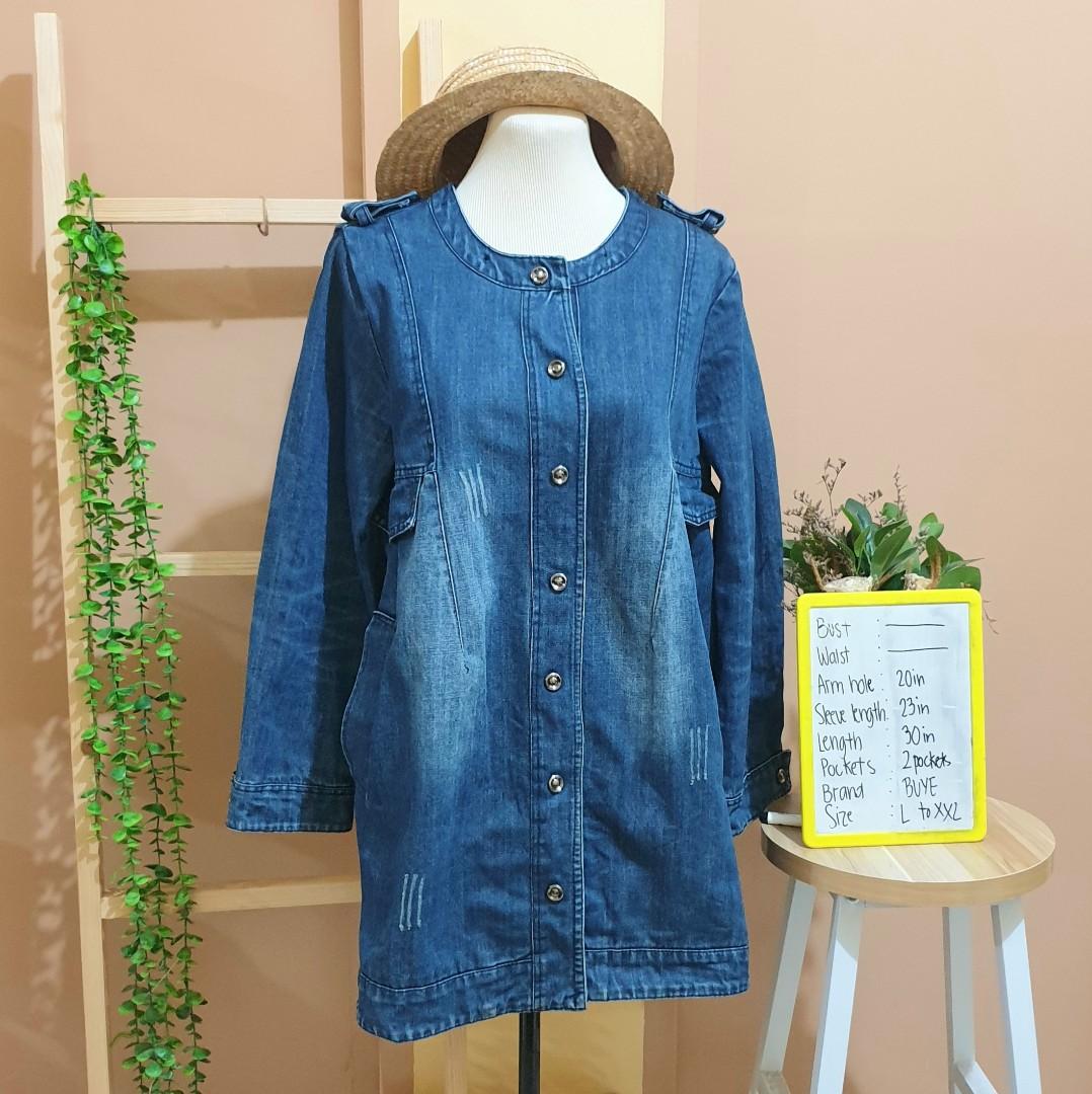 Maong Denim Jacket coat denim outer large to plus size preloved 010050 ...