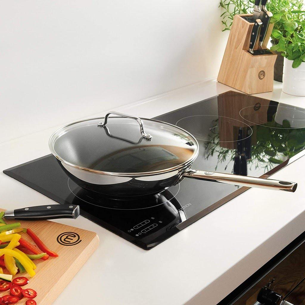 Master Chef - Fry Pan With Lid Stainless Steel 28cm, Furniture & Home ...