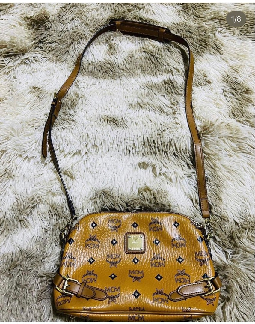 MCM Cognac Cross-body Bag, Women's Fashion, Bags & Wallets, Cross-body Bags on Carousell