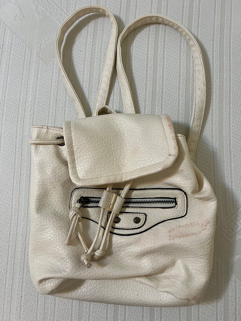 Miniso White Cream Mini Backpack, Women's Fashion, Bags & Wallets ...