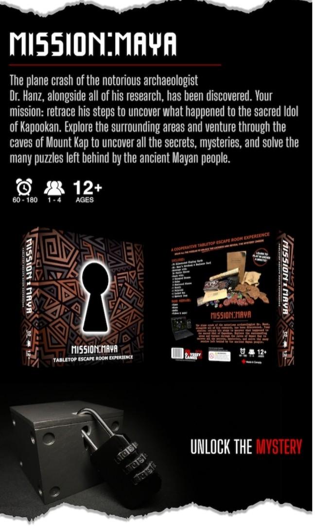 Mission: Maya -- Tabletop Escape Room Experience, Hobbies & Toys, Toys ...